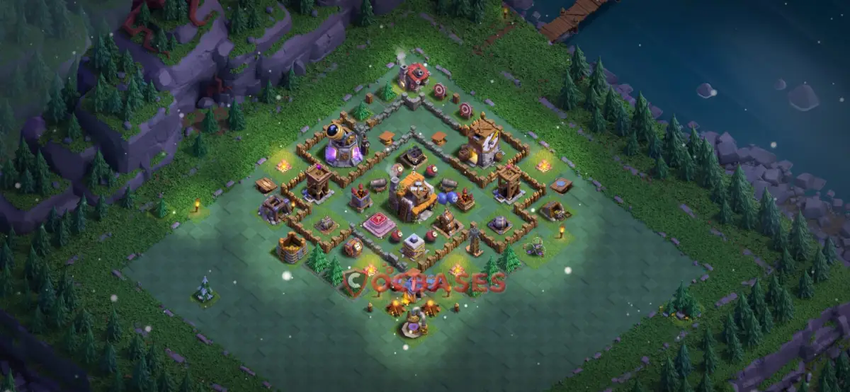 Top Builder Hall 5 Trophy Base: Anti 2-3 Star Design 💜 #19255 | CoCMap.com